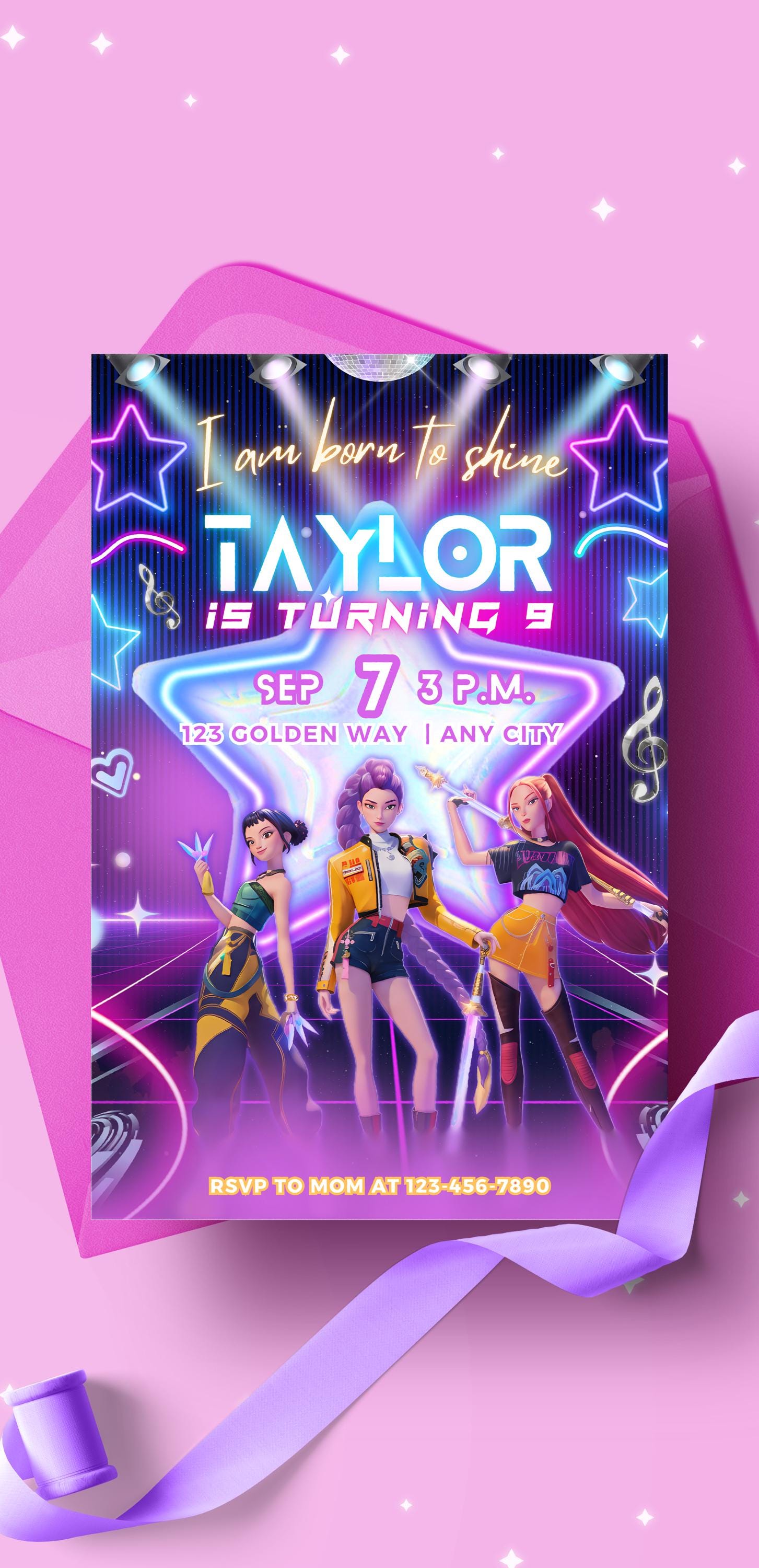 KPOP Party Demon Hunters Party Invitation – Editable Canva Template ...