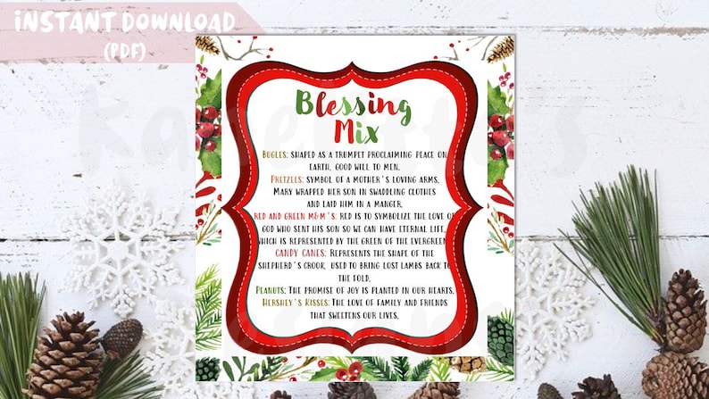 Printable Blessing Mix INSTANT DOWNLOAD Christmas Favors, Christmas ...
