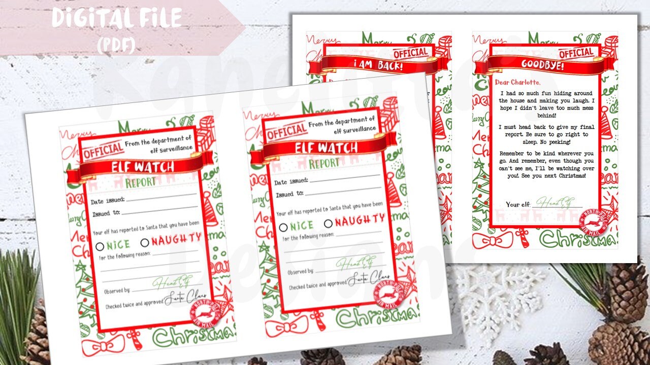 Personalized ELF Letters Printable, Elf Watch Report, Kit Letters From ...