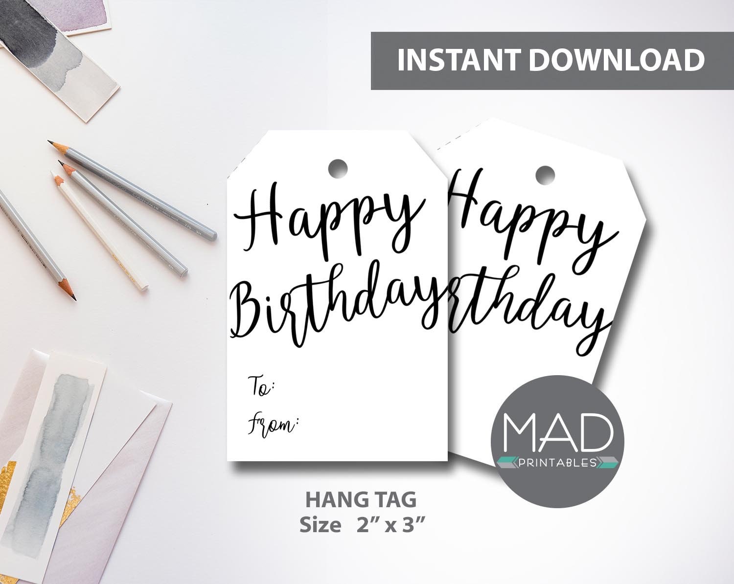 Happy Birthday Gift Tags Printable Digital Download Gift Wrapping Tags