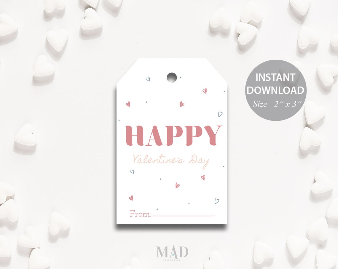 Valentine's Day Tag Printable, Valentine's Day Hang Tag, Valentine's ...