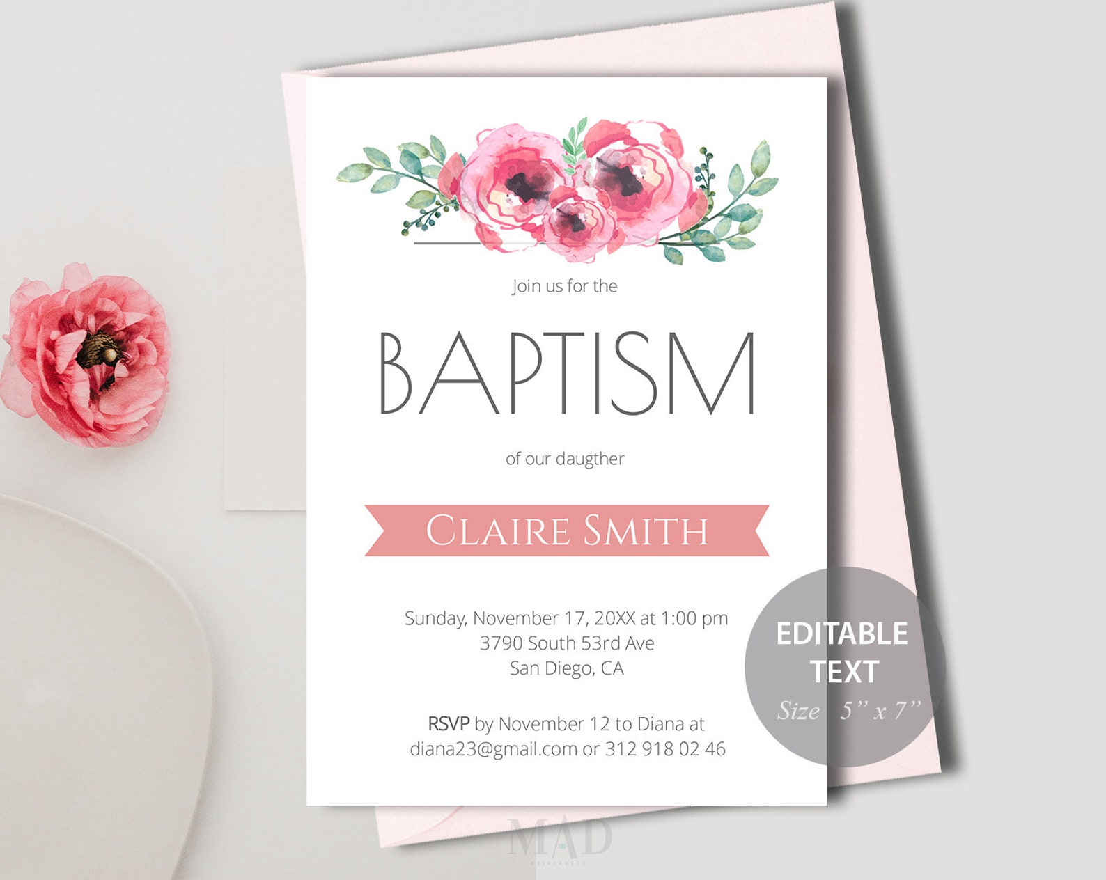 Baptism Invitation Baptism Editable Invitation Baptism - Etsy