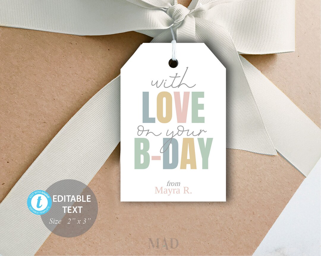 EDITABLE Happy Birthday Gift Tags Printable, Birthday Gift Tags ...