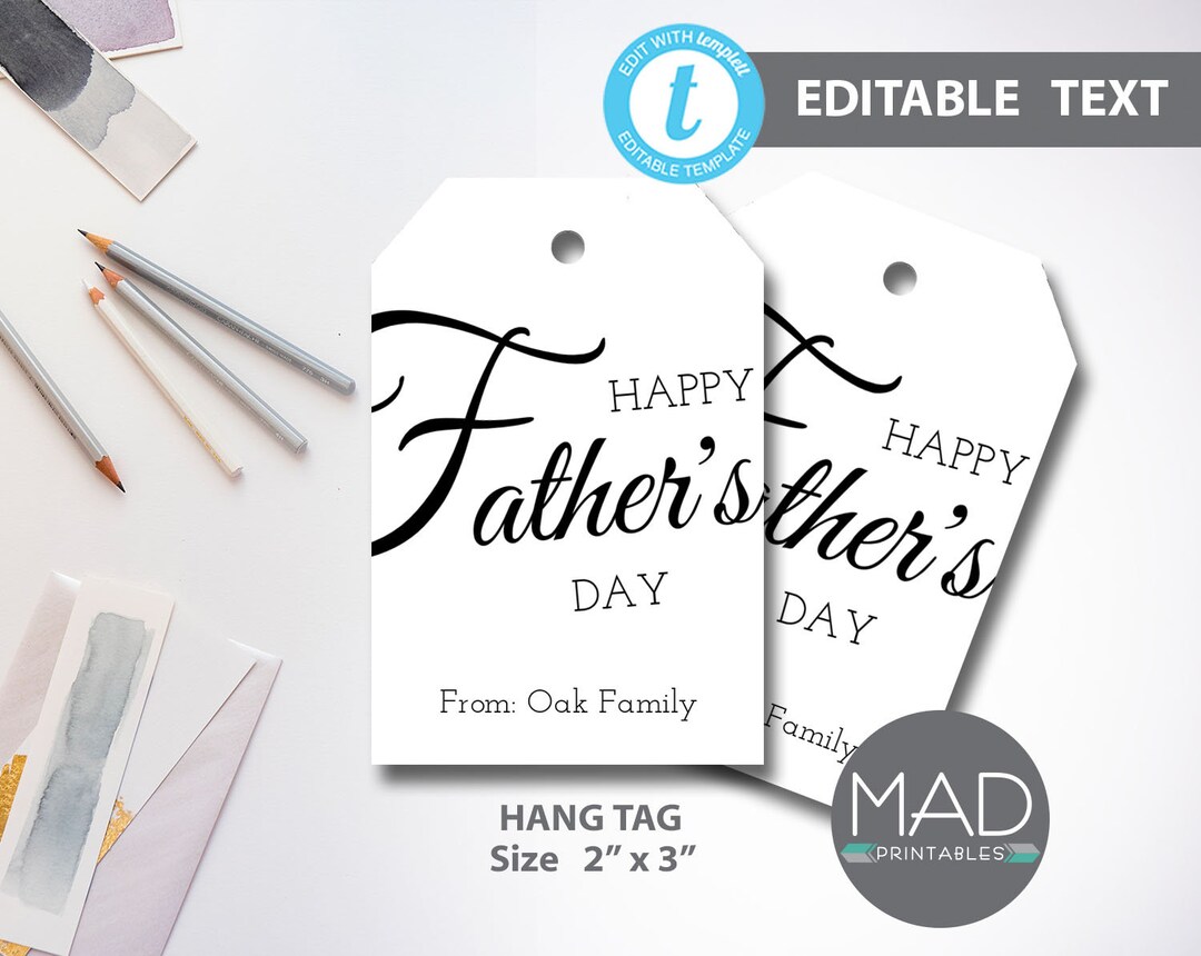 EDITABLE Father's Day Tag Printable, Instant Download, Fathers Day Gift ...