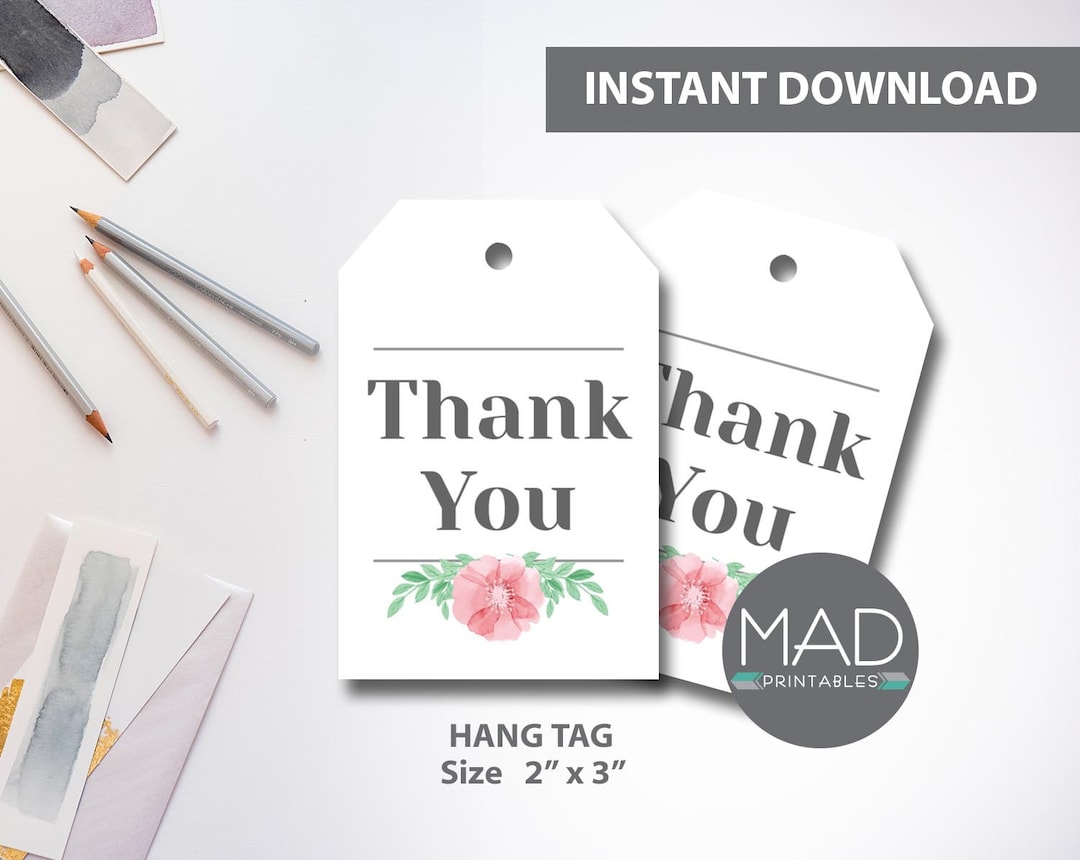 Thank You Tag Printable, Instant Download, Tags Download, Gift Tag - Etsy