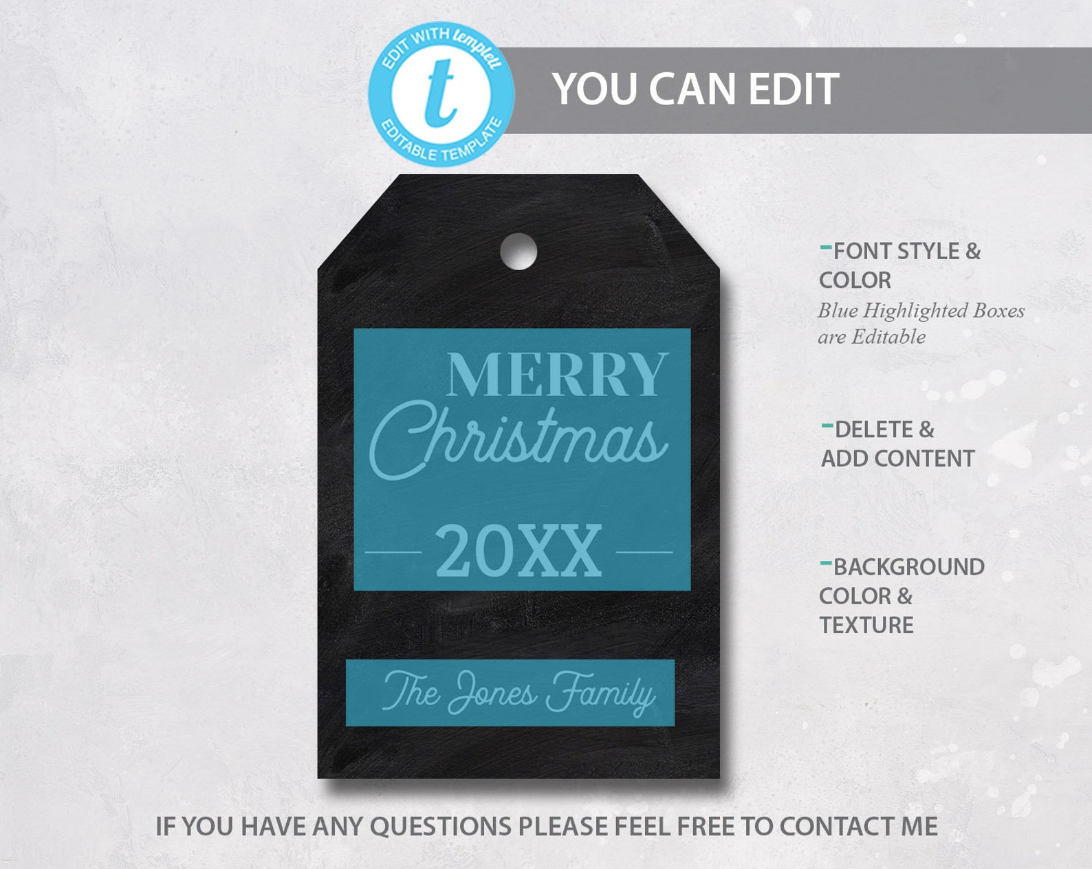 EDITABLE Christmas Tag Printable, Christmas Tags, Christmas Hang Tag ...