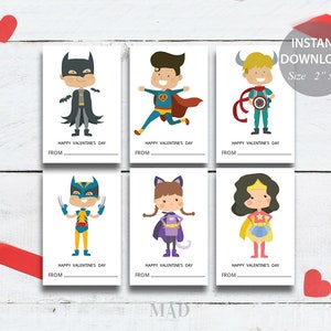 Superhero Valentine's Day Cards Instant Download, Printable Superhero ...
