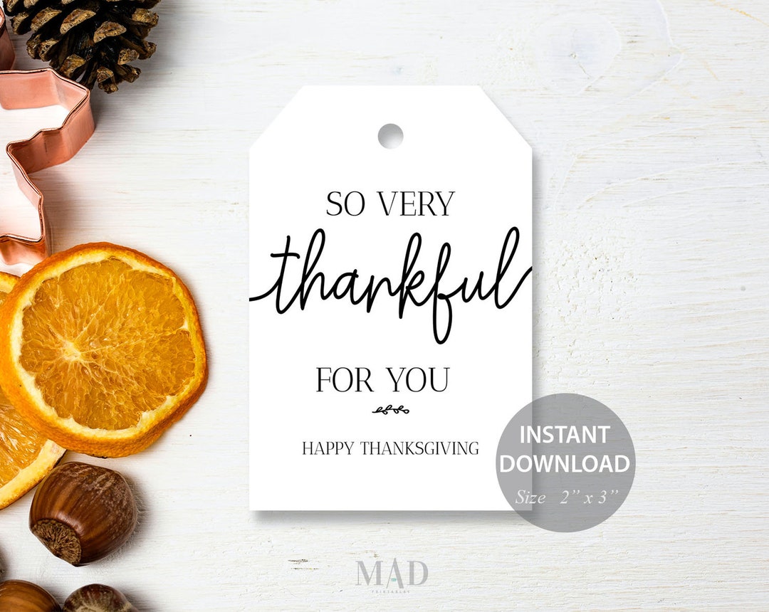 So Very Thankful Tag Template, Fall, Thanksgiving Favor Labels, Edit ...
