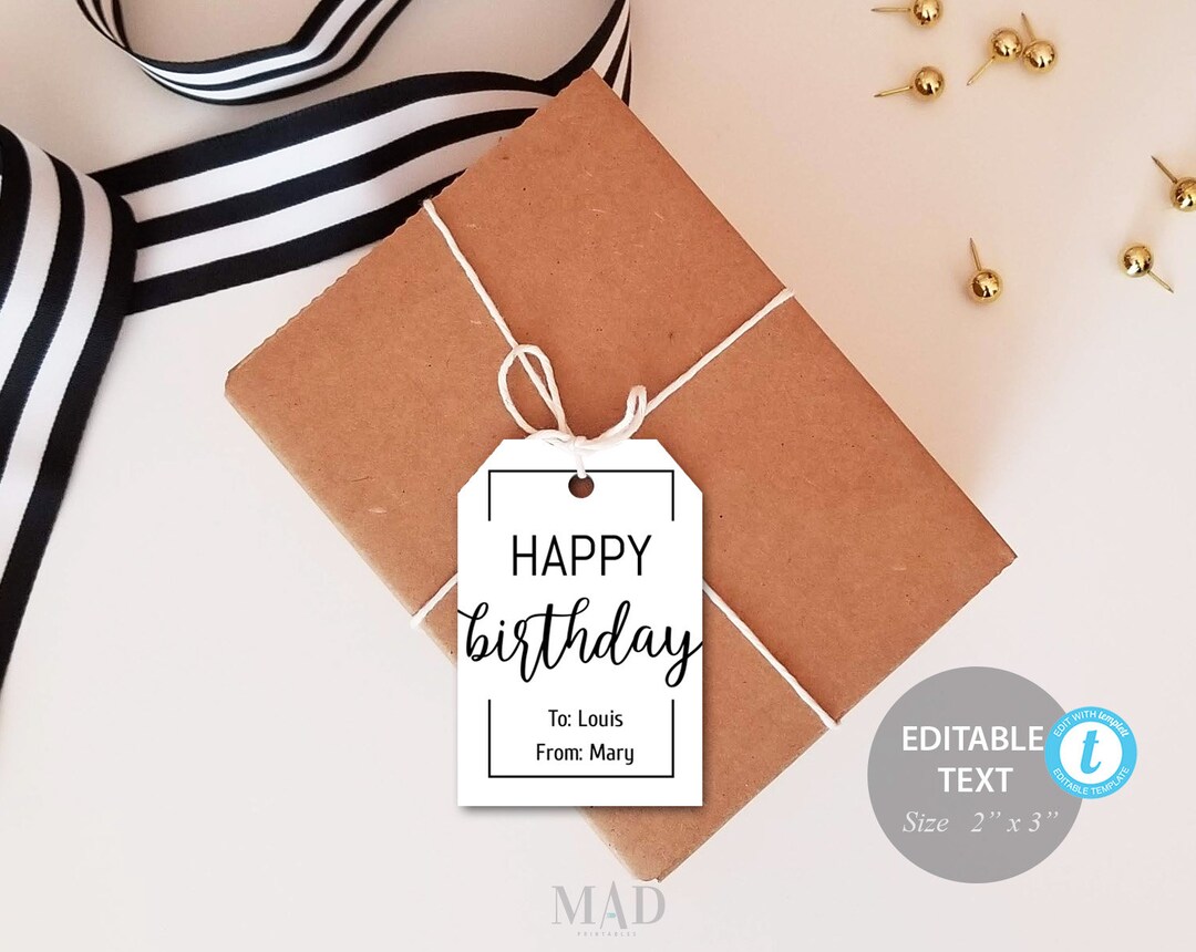 Happy Birthday Gift Tags Printable Birthday Gift Tags - Etsy