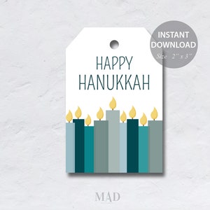 Hanukkah Tag Printable, Hanukkah Christmas Tag, Happy Hanukkah Hang Tag ...