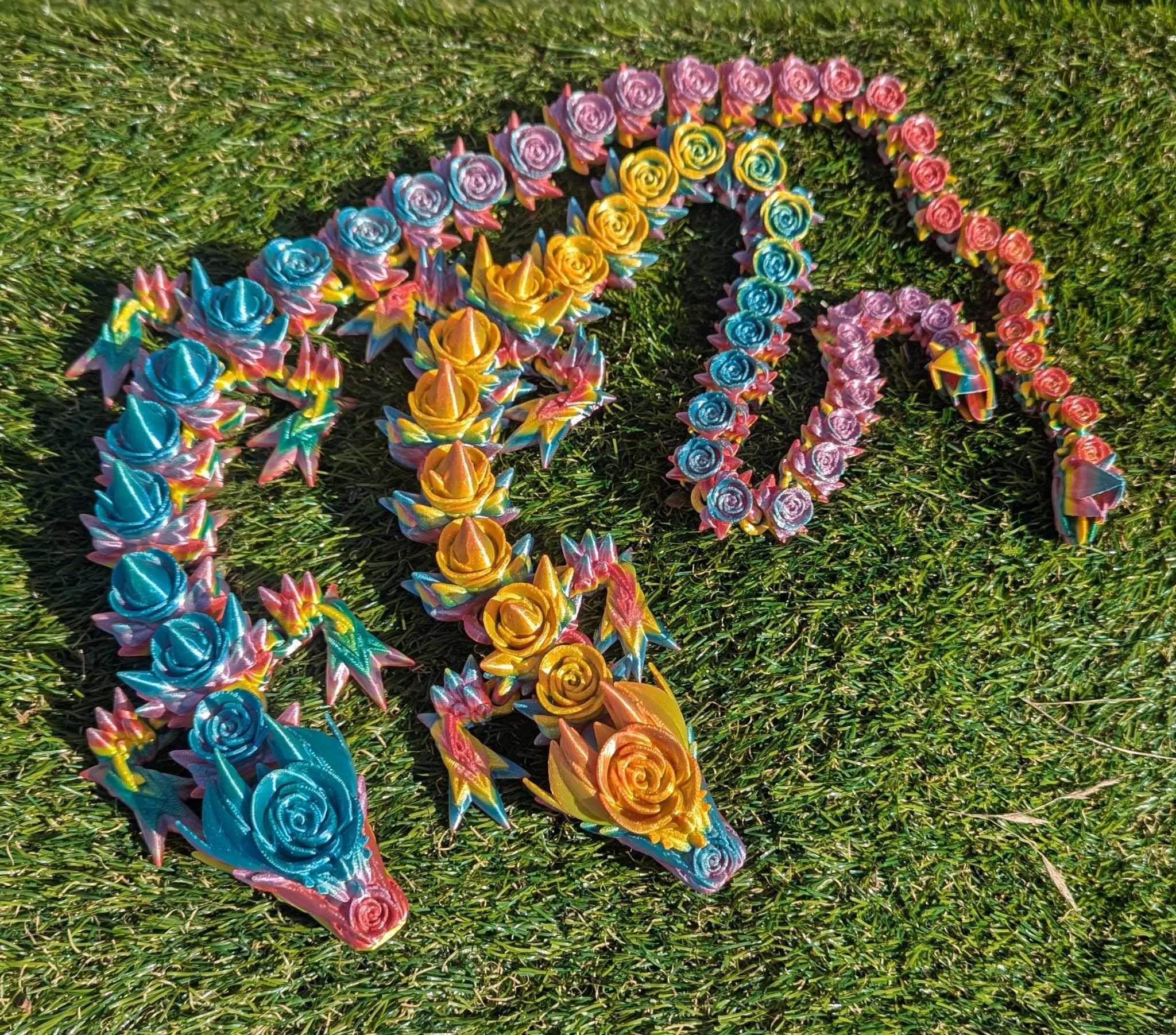 STURDY 3D Printed Articulating Rose Dragon, Fidget, Toy, Floral, Flower ...