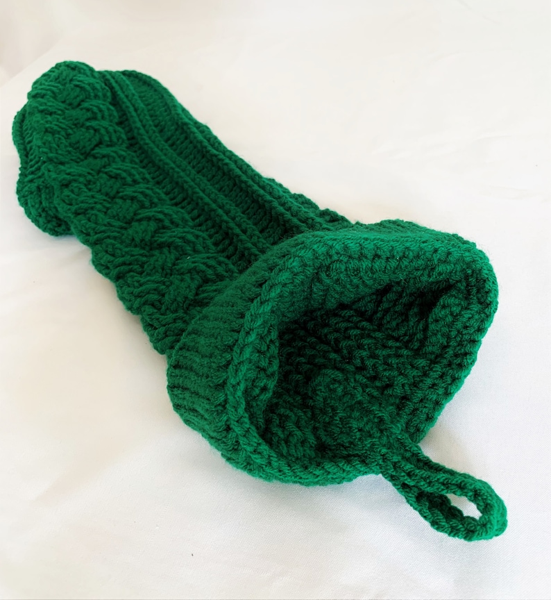 Green Cable Christmas Stocking- Crochet Knit Christmas Stocking - Etsy