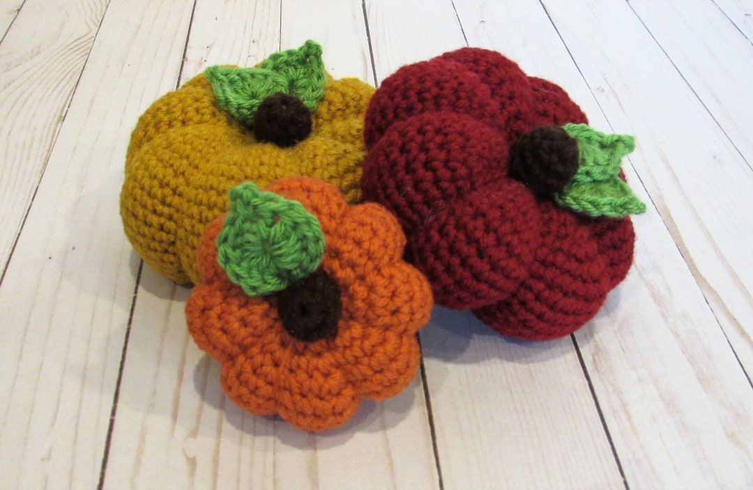 Calabazas / Juego de calabazas tejidas a crochet / Decoración de otoño ...