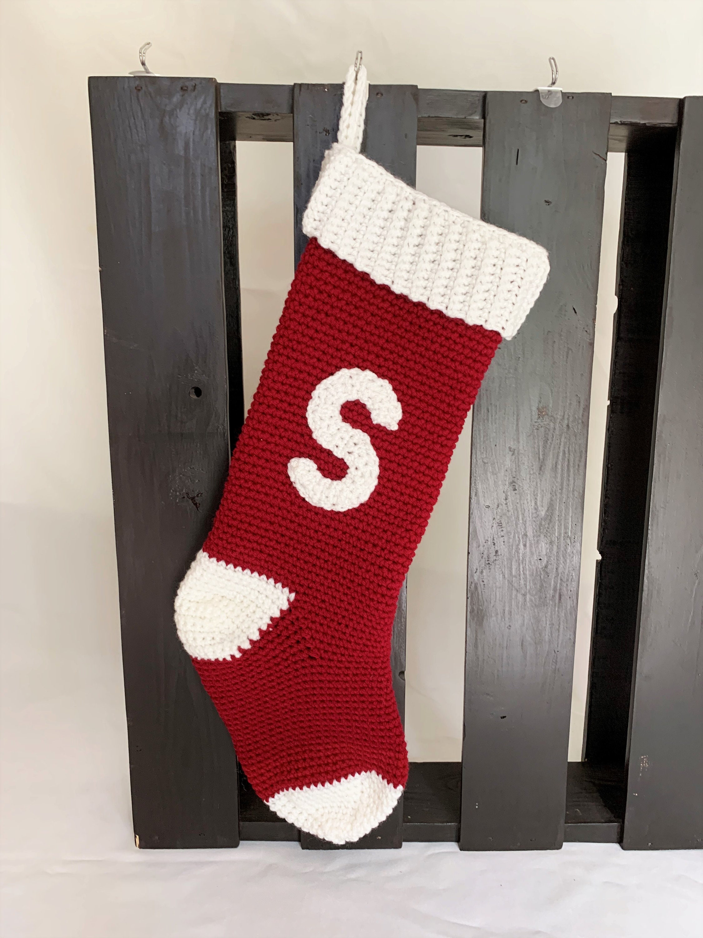 Christmas Stocking Red and White - Personalized Crochet Christmas ...