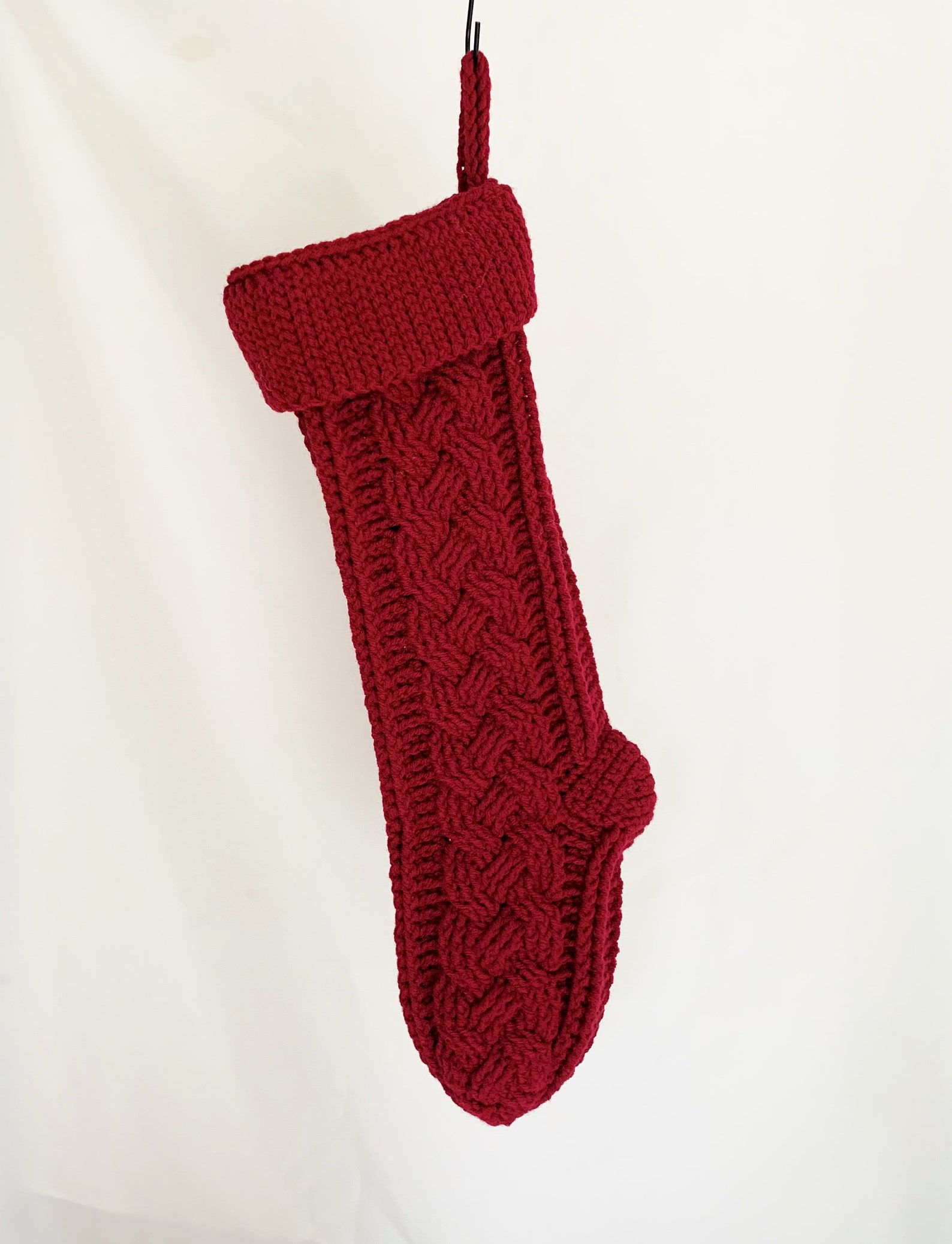 Red Cable Christmas Stocking- Crochet Knit Christmas Stocking - Etsy
