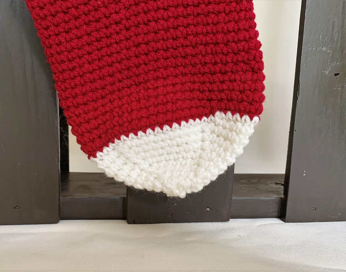Christmas Stocking Red and White Personalized Crochet | Etsy