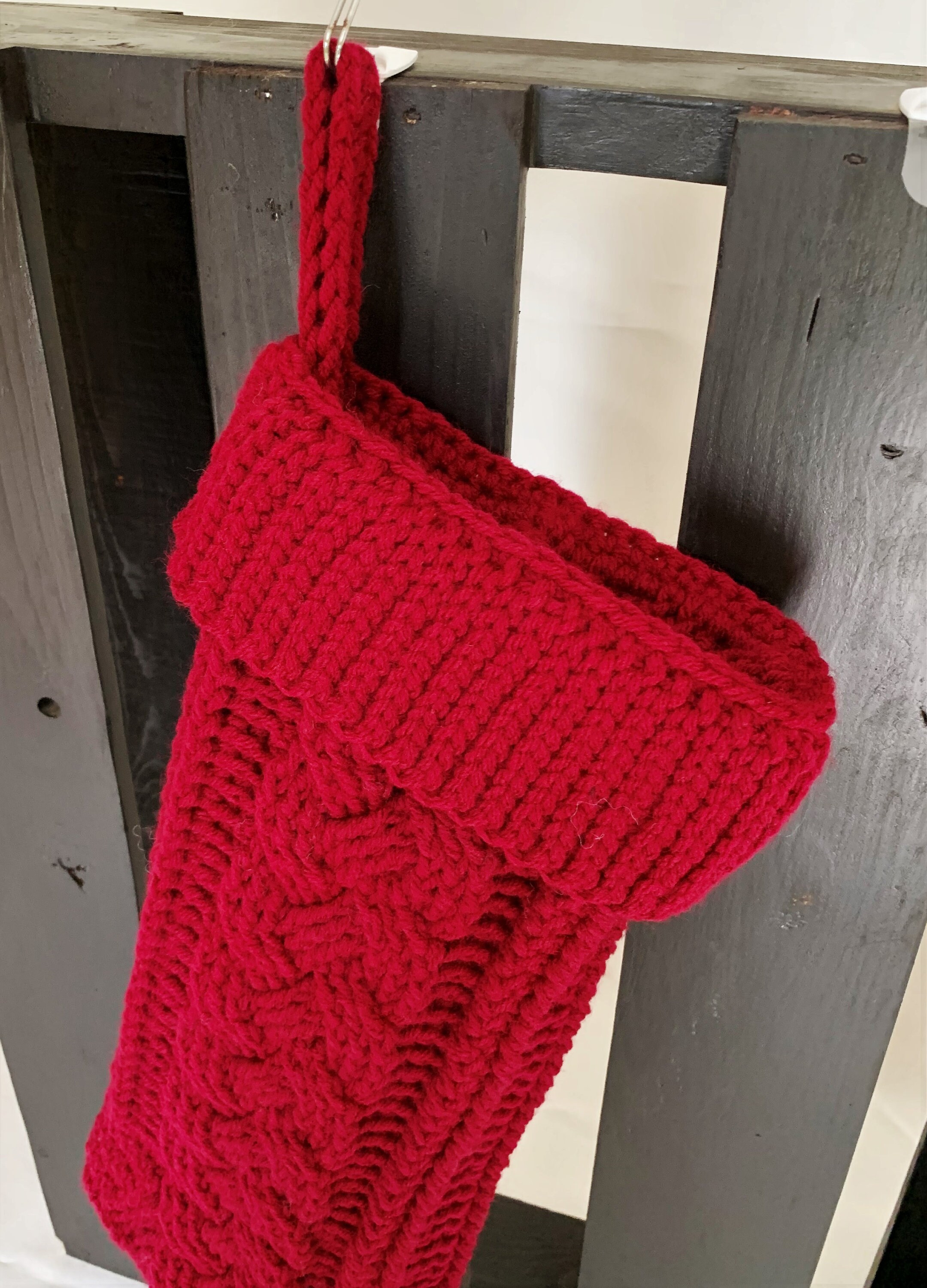 Red Cable Christmas Stocking- Crochet Knit Christmas Stocking - Etsy