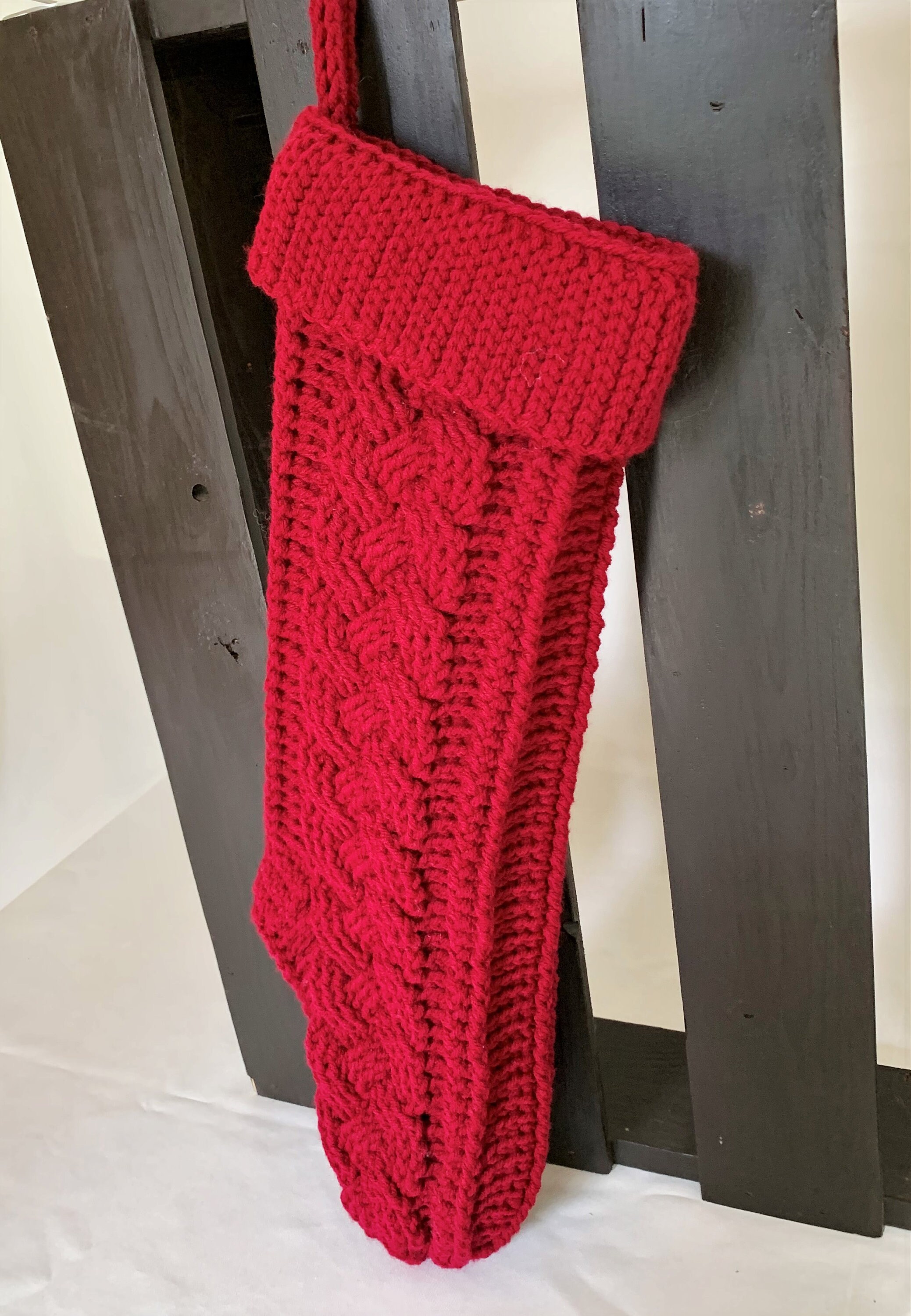 Red Cable Christmas Stocking- Crochet Knit Christmas Stocking - Etsy