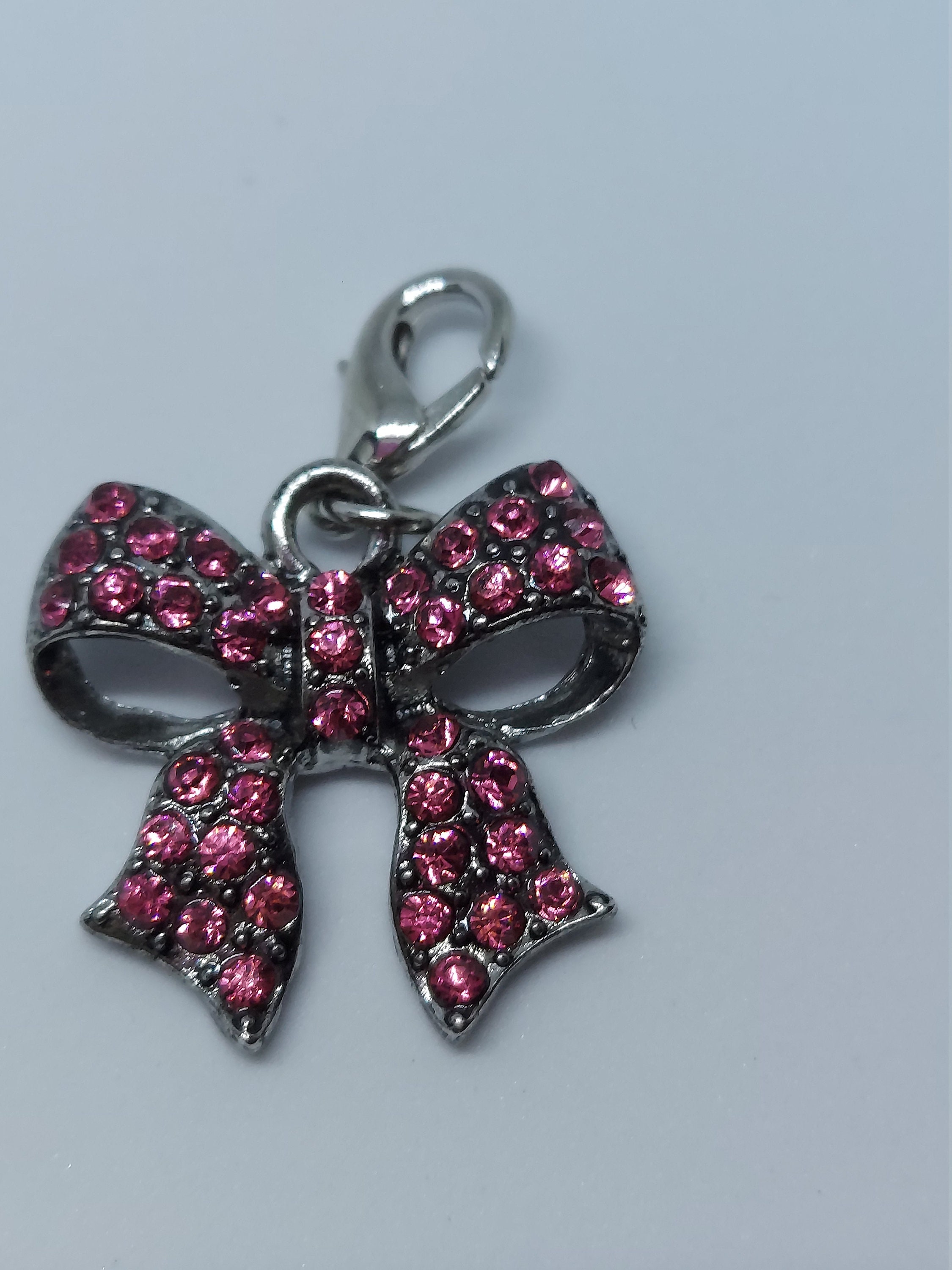 Bow Keychain, Rhinestone Keychain, Pink Bow Keychain, Pink Rhinestone ...
