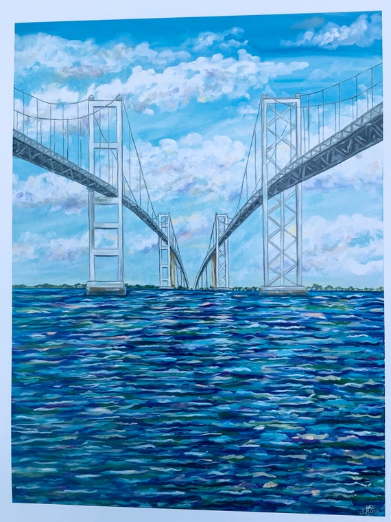 Acrylic Art & Collectibles Painting Custom Bay Bridge Maryland Acrylic ...