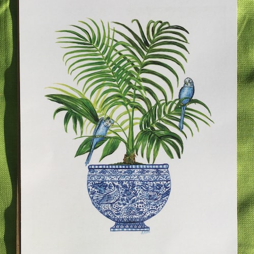 Blue and Green Chinoiserie Floral Tree Print - Etsy