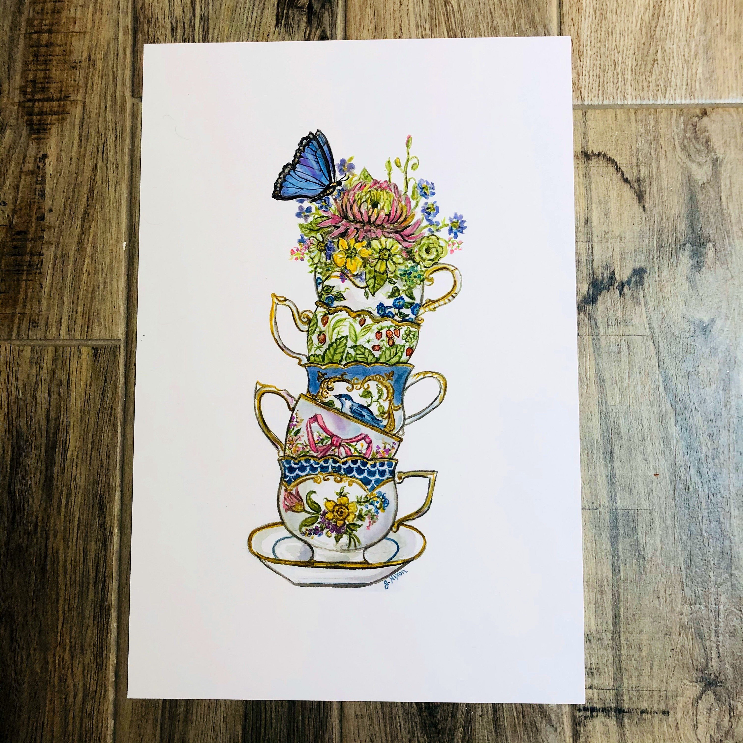 Stacked Teacup Drawing