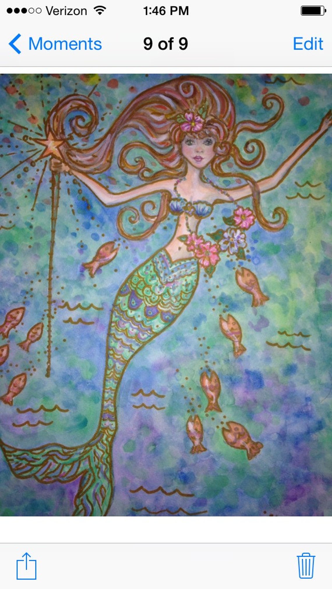 Mermaid print of a watercolor fits in a standard 11 x 14 frame | Etsy