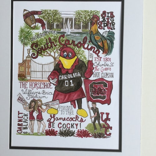 University of South Carolina Art USC Watercolor Painting - Etsy