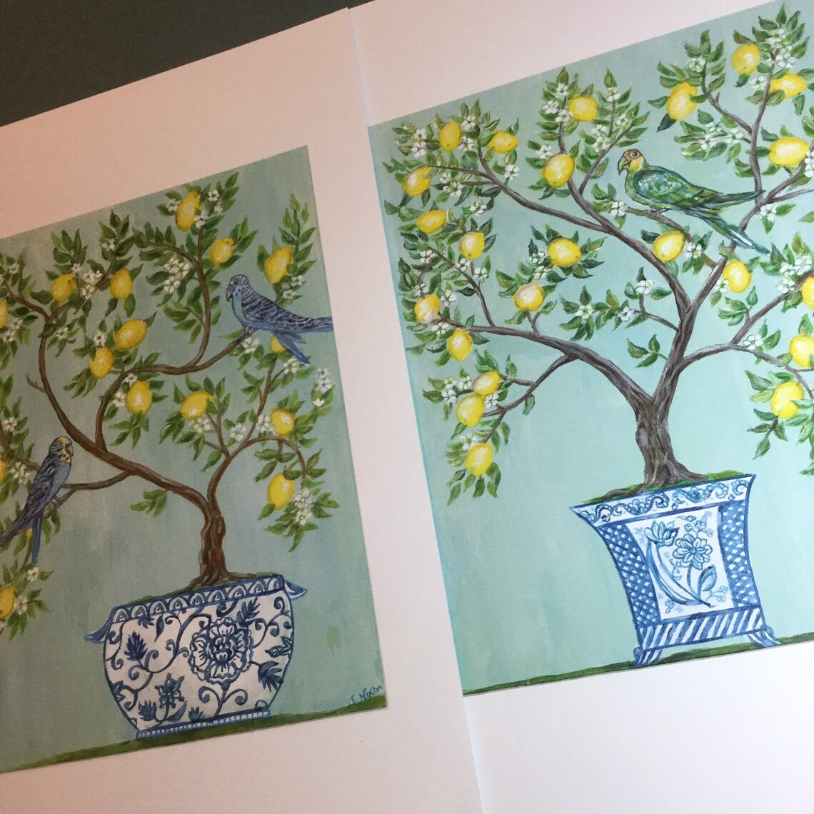 Chinoiserie Lemon Tees in Ginger Jars Print | Etsy