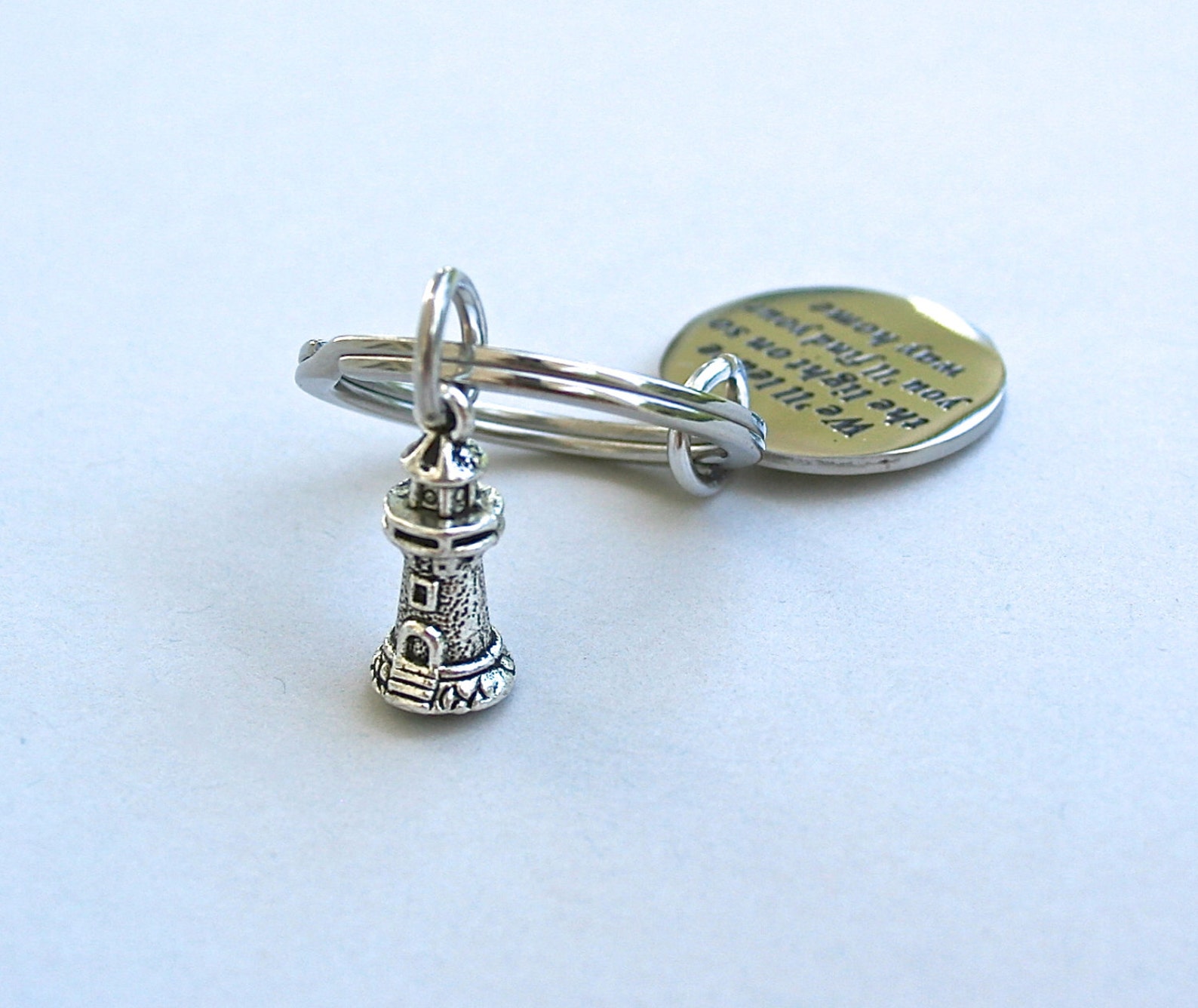 Lighthouse Keychain , Lighthouse Keyring ," We'll Leave the Light On ...