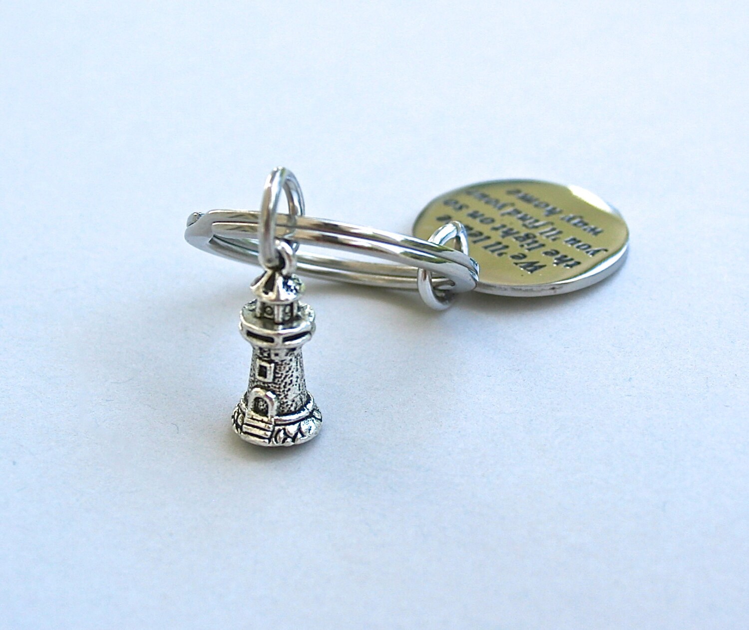 Lighthouse Keychain , Lighthouse Keyring ," We'll Leave the Light On ...