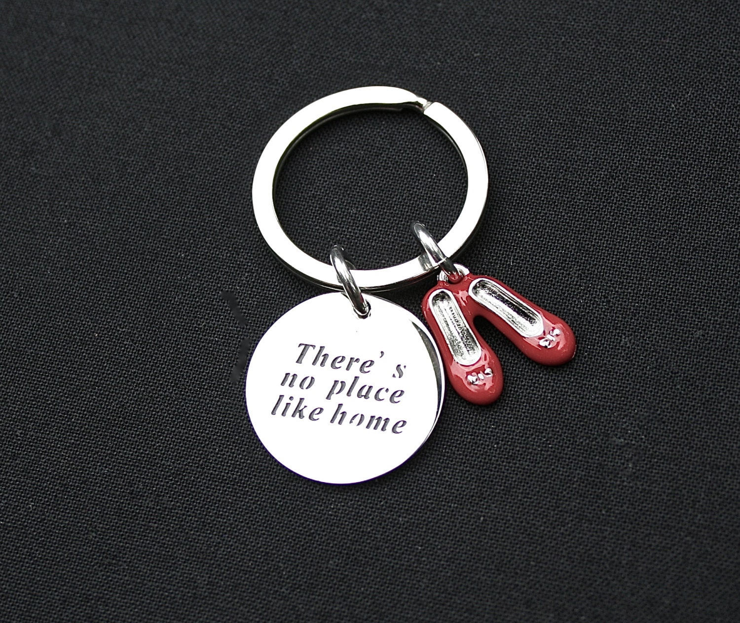 Ruby Shoes Keyring ," There's No Place Like Home" Charm Keychain - Ruby ...