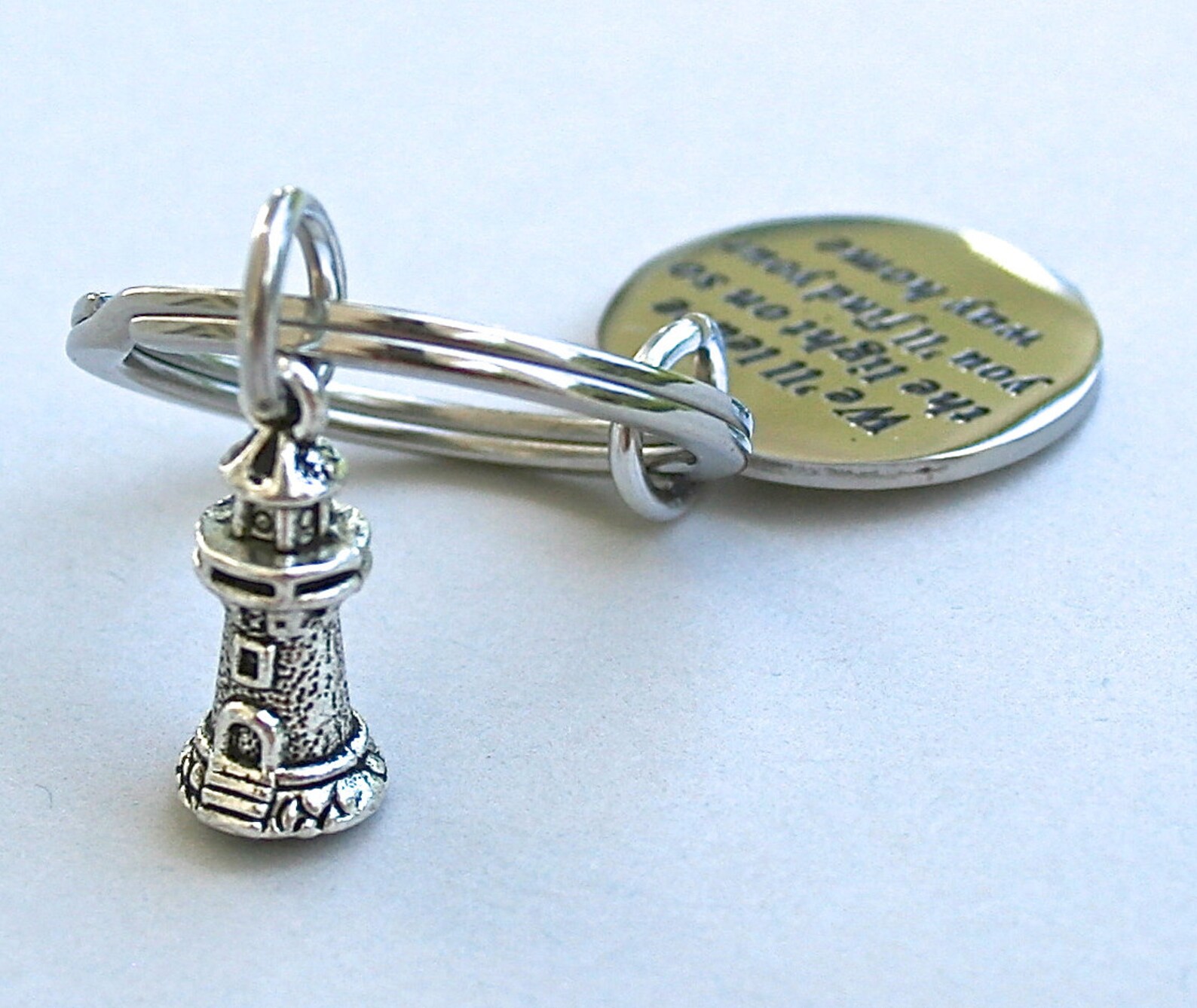 Lighthouse Keychain , Lighthouse Keyring ," We'll Leave the Light On ...