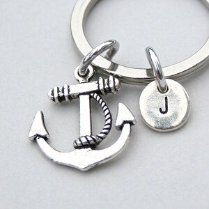 Nautical Keyring Anchor Keychain Personalize Initial - Etsy