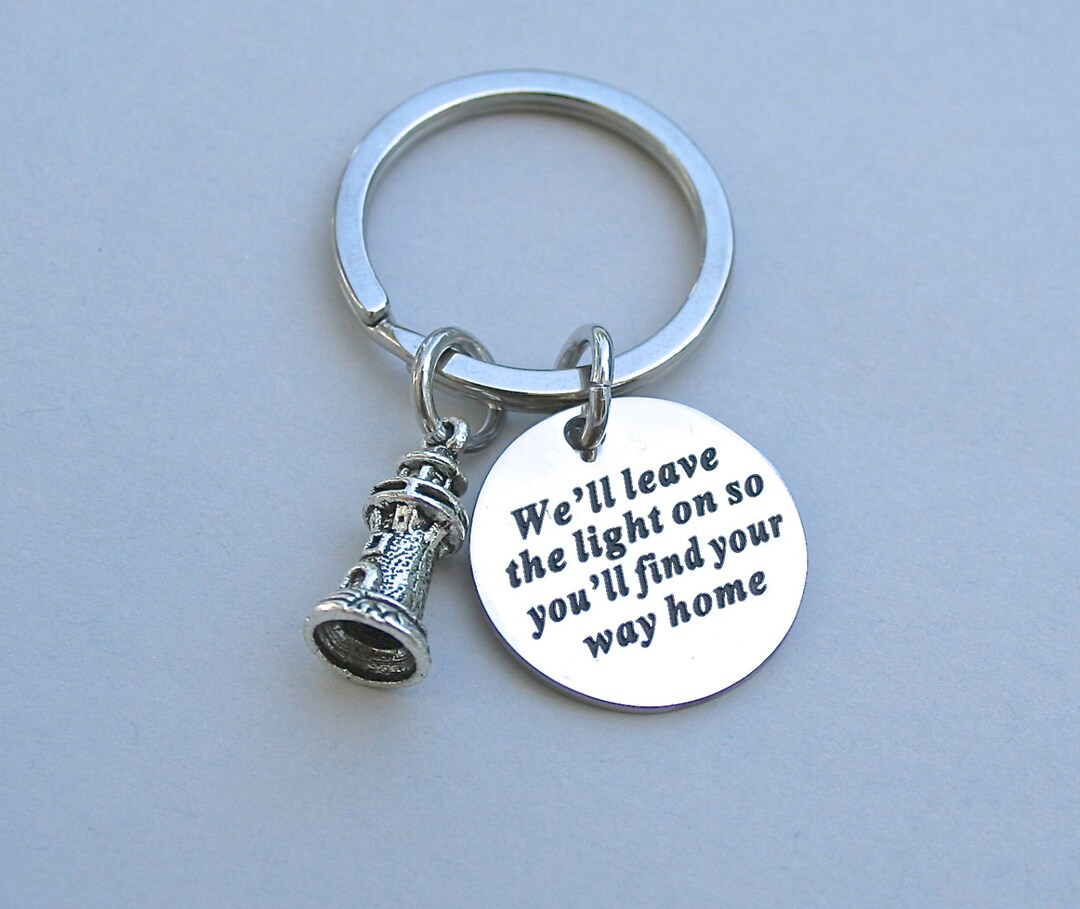 Lighthouse Keychain , Lighthouse Keyring ," We'll Leave the Light On ...