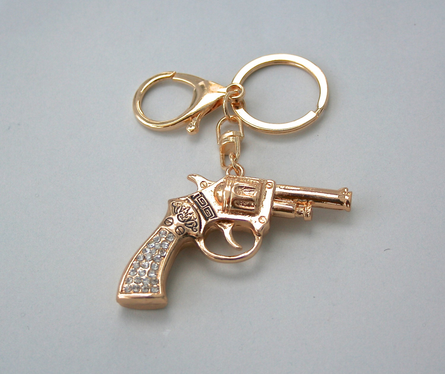 Pistol Rhinestone Crystal Keychain Rhinestone Handgun - Etsy