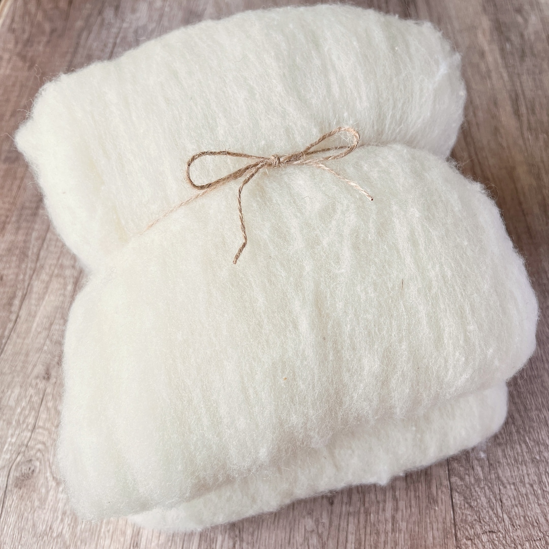 4oz Lofty Core Wool, Needle Felting Wool, Off-white Core Wool Batting ...