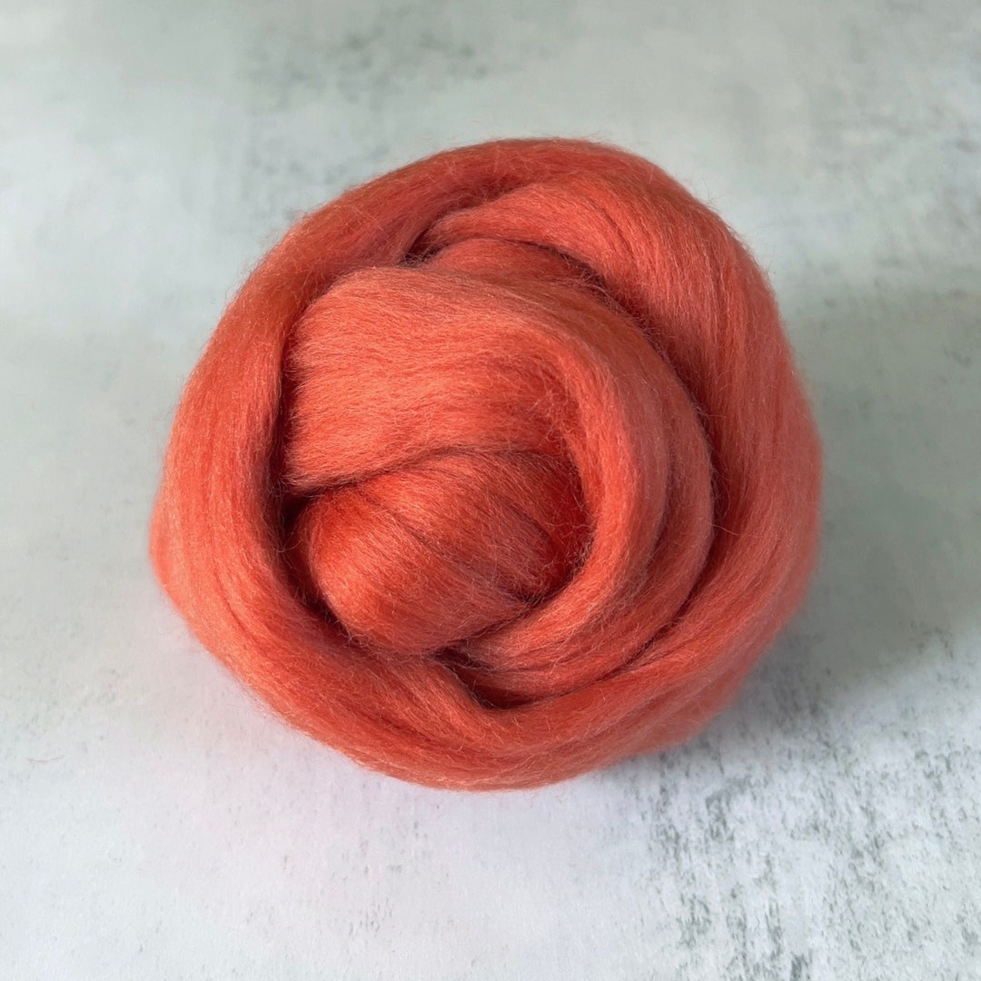 2oz Cinnamon Merino Wool Roving, Needle Felting Wool, Orange Merino Top ...