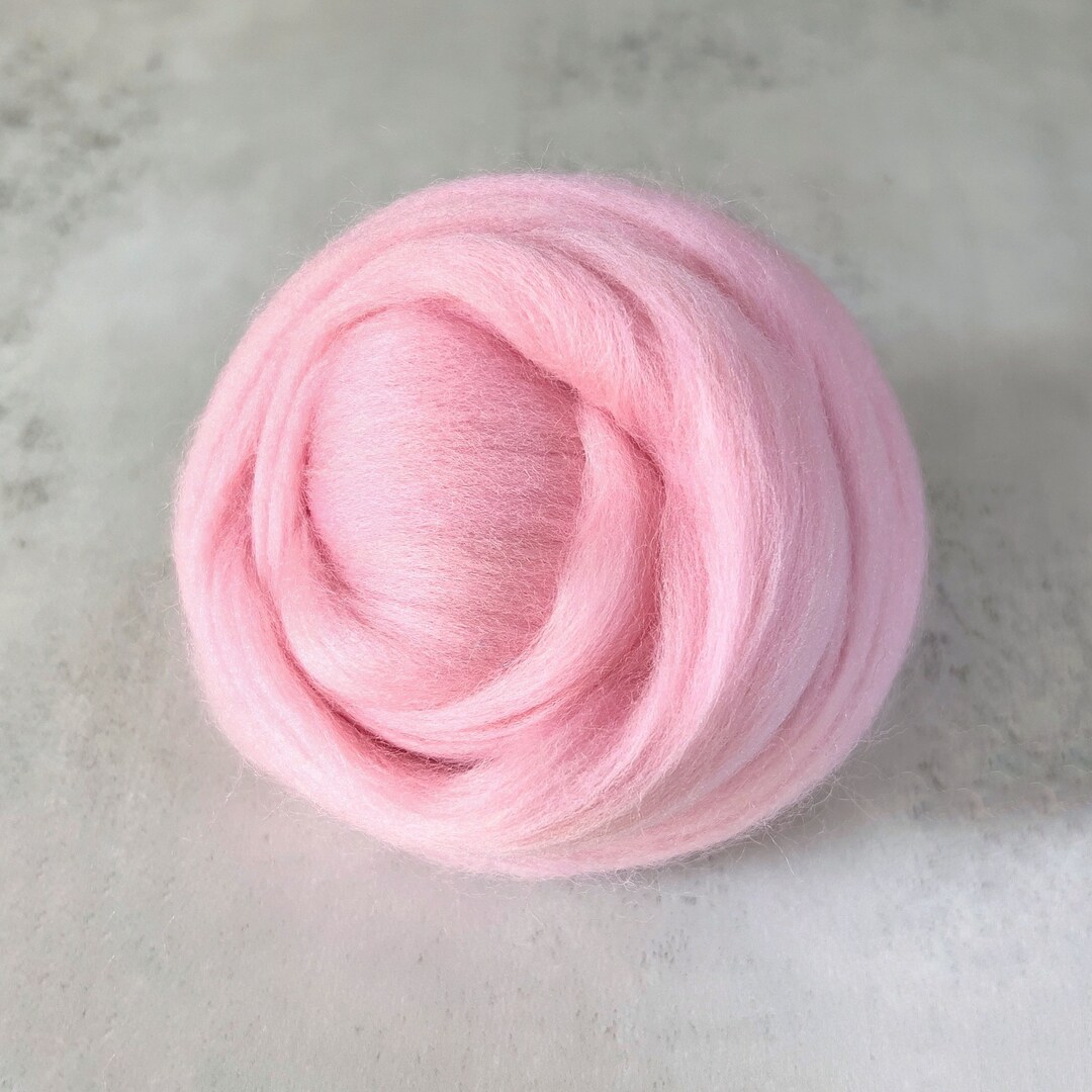 2oz Tulip Merino Wool Roving, Needle Felting Wool, Light Pink Merino ...