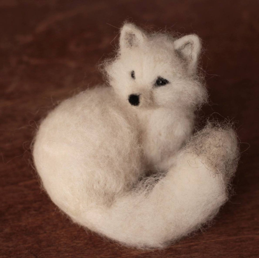 Miniature Needle Felted Arctic Fox - Made to Order - Etsy