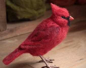 Tiny Cardinal Bird Felted Bird Made to Order Felted Bird Male Cardinal ...