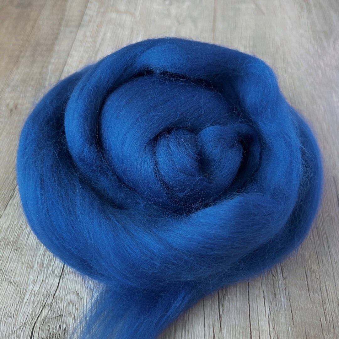 2oz Blueberry Merino Wool Roving, Needle Felting Wool, Navy Blue Merino ...