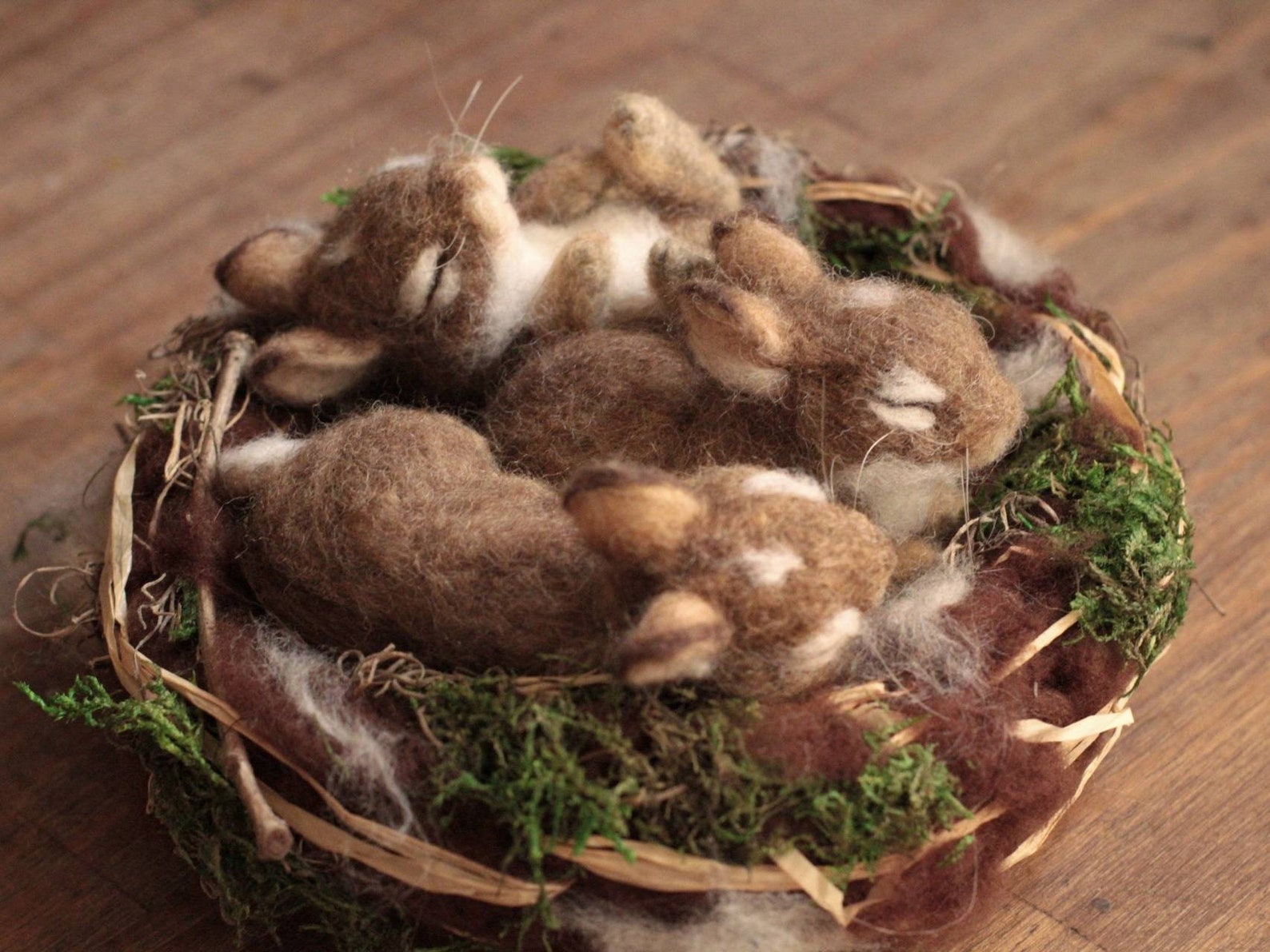 Needle Felted Eastern Cottontail Rabbit Nest - Made to Order - Etsy
