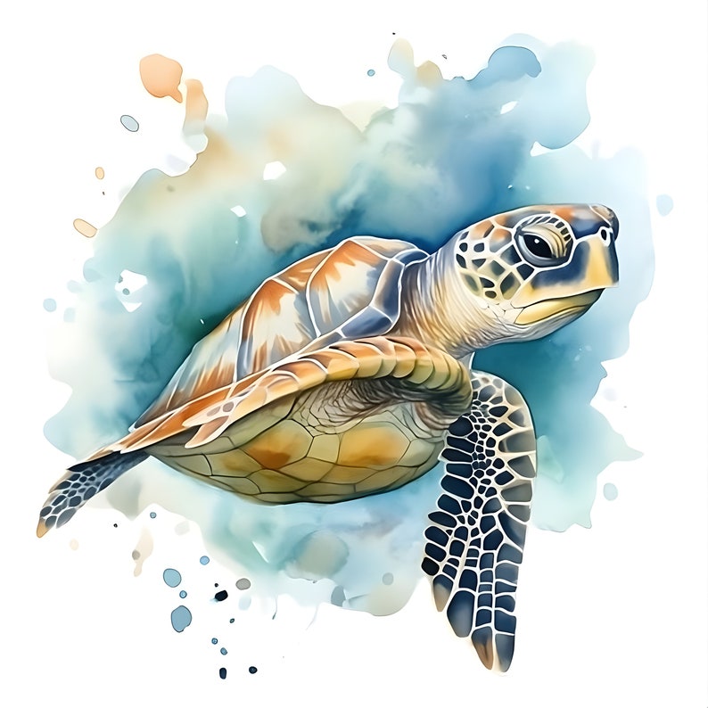 20 Watercolour Sea Turtles Clip Art, 20 High Quality Pngs, Commercial ...