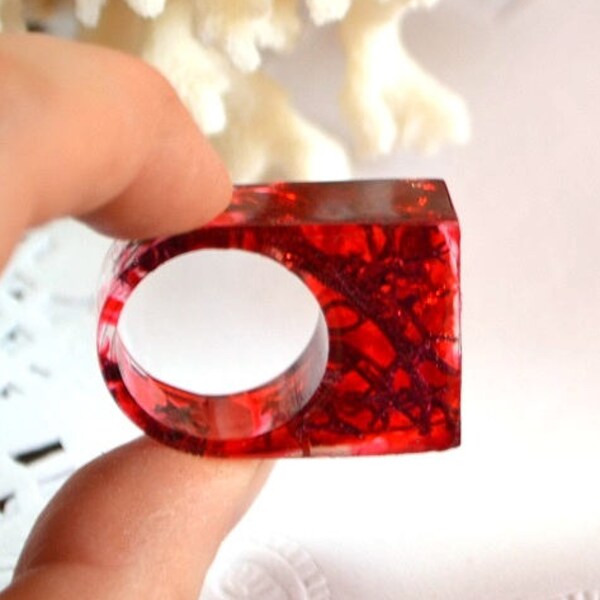 Moss Resin Ring - Etsy