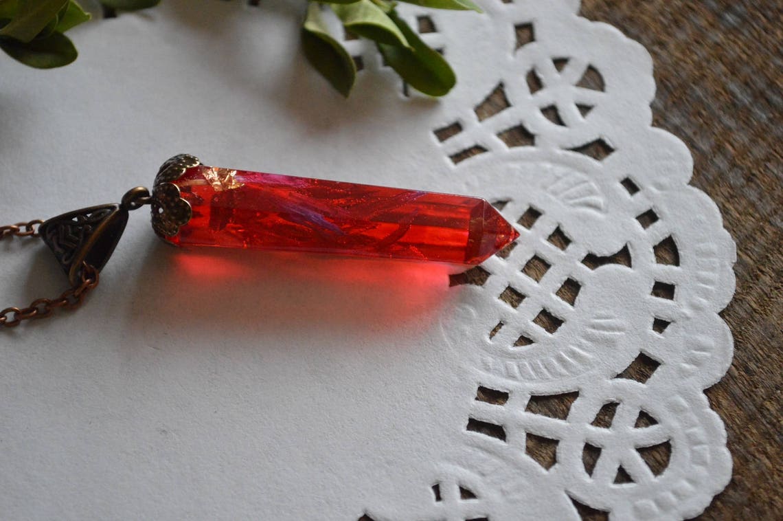 Red Crystal Necklace Red Necklace Gift for Her Flower Necklace | Etsy