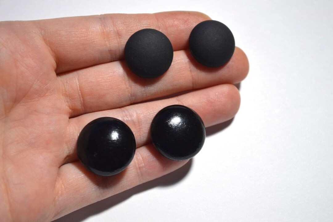 Black Clip on Earrings Wood Round Earrings Non Pierced, Mens Minimalist ...