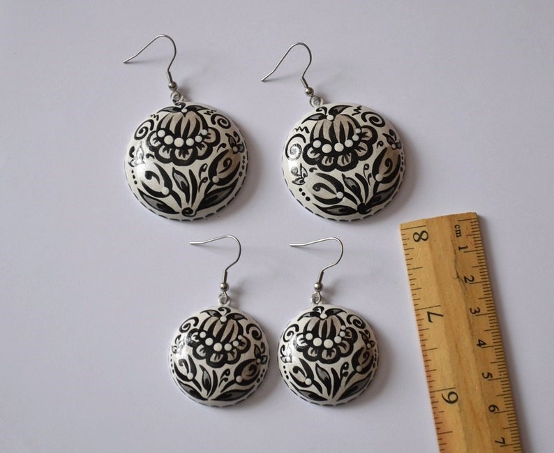 Unique earrings for women Unique gift Black and white jewelry | Etsy