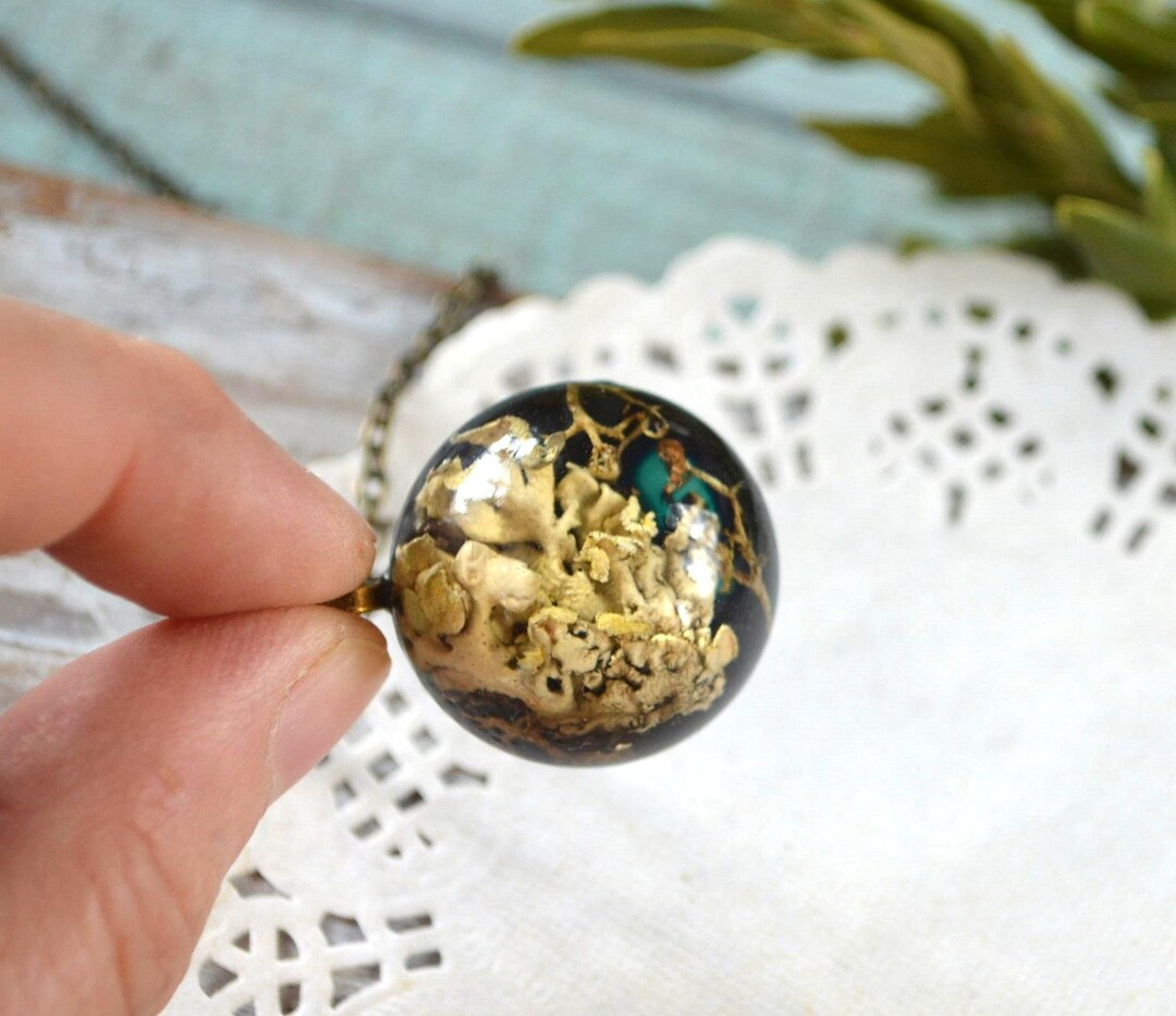 Lichen Pendant Necklace Cottage Core Jewelry OOAK, Cute Gift for Nature ...