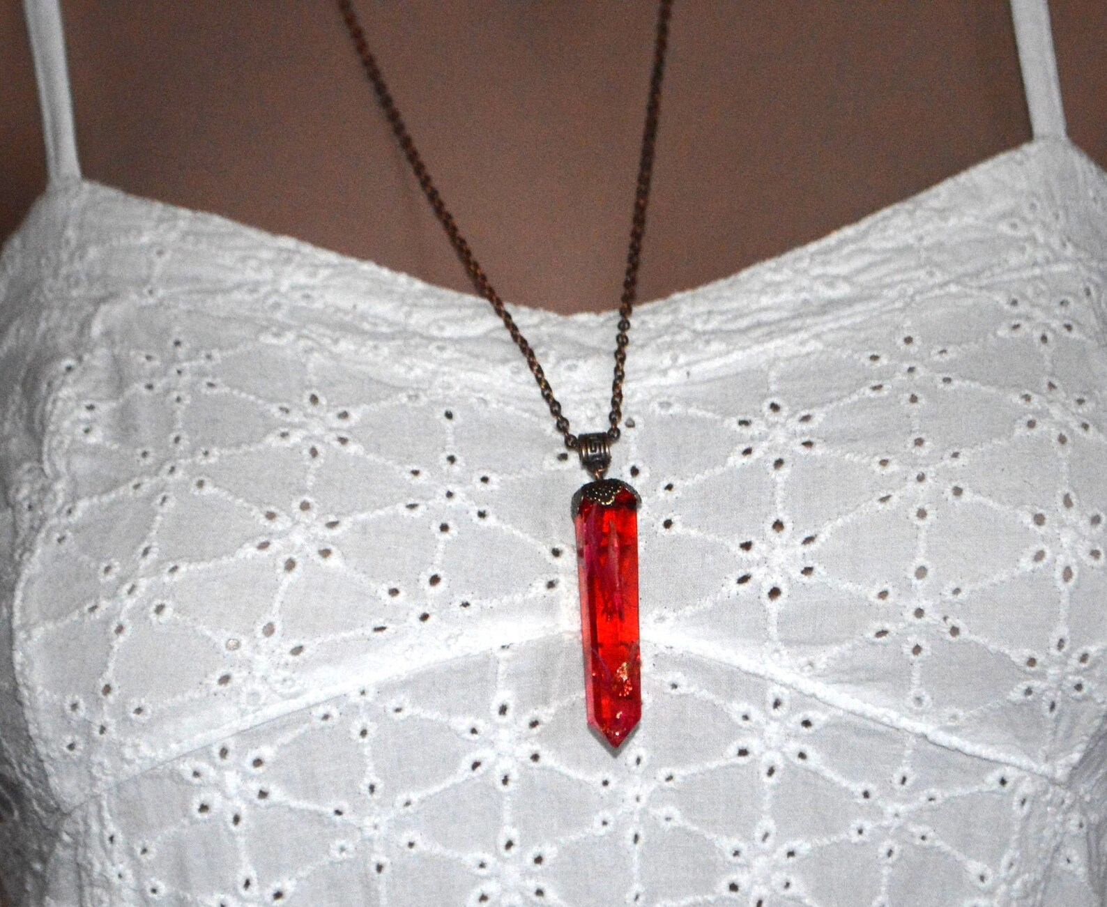 Red Crystal Necklace Red Necklace Gift for Her Flower Necklace - Etsy